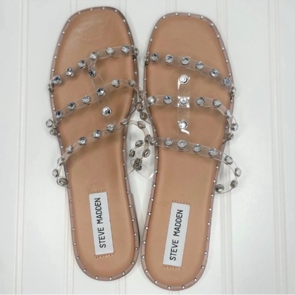Steve Madden | Shoes | New Steve Madden Sandals Lyna Clear Studded ...
